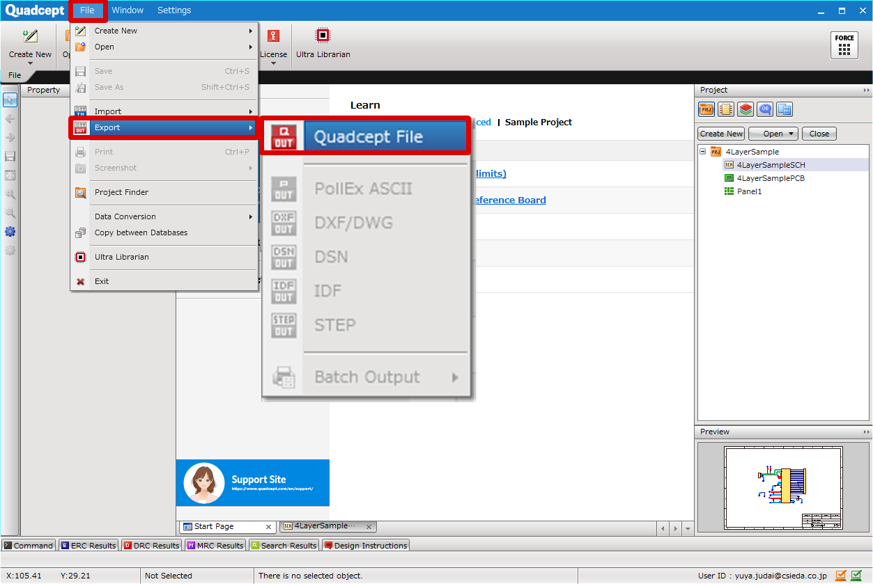 Quadcept - Exporting Quadcept File